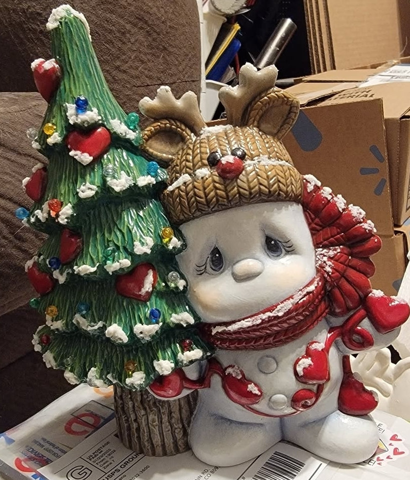 Clay Magic Standing Sad Snowman w/ Hearts & holes Christmas Unpainted ...