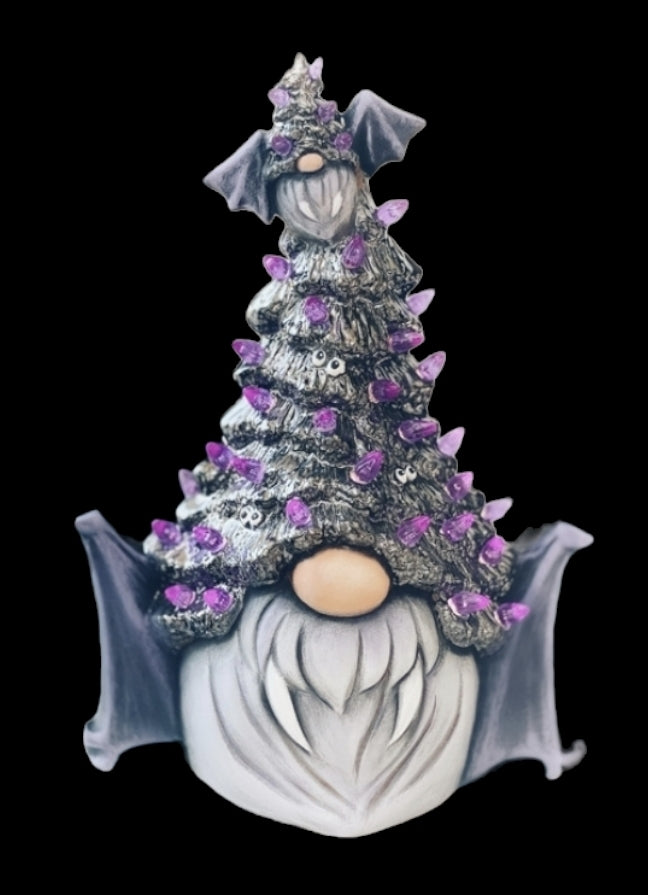Clay Magic Halloween Vampire Gnome in Tree w/ purple pin lights Unpain ...
